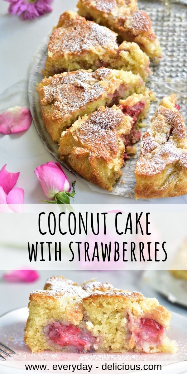 Strawberry coconut cake with coconut crumble - Everyday Delicious