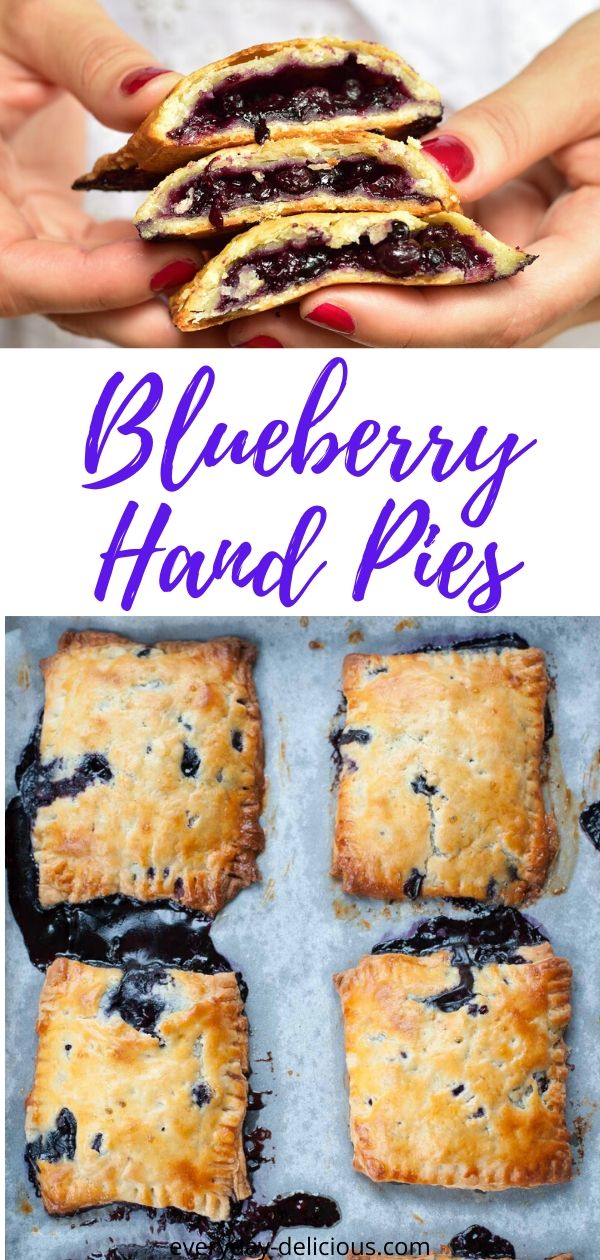 Blueberry hand pies - flaky cream cheese pastry filled with blueberries