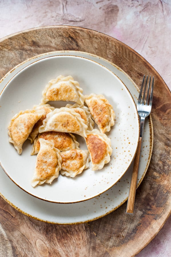 Vegan pierogi with spicy red lentil and sun-dried tomato filling ...
