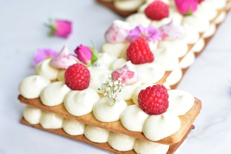 Number cake – lemon cream tart with raspberries - Everyday Delicious