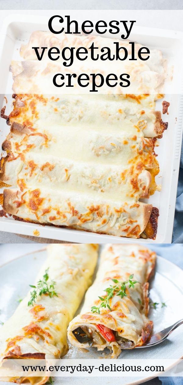 Cheesy vegetable crepes (filled with ratatouille) - Everyday Delicious