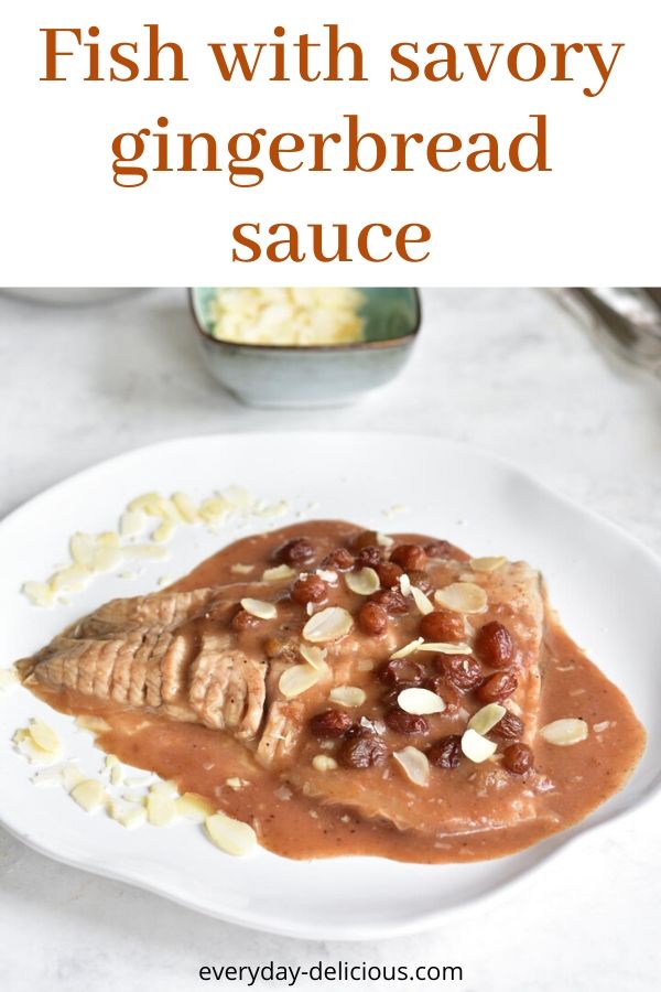 Fish with savory gingerbread sauce (Carp in old Polish gray sauce)