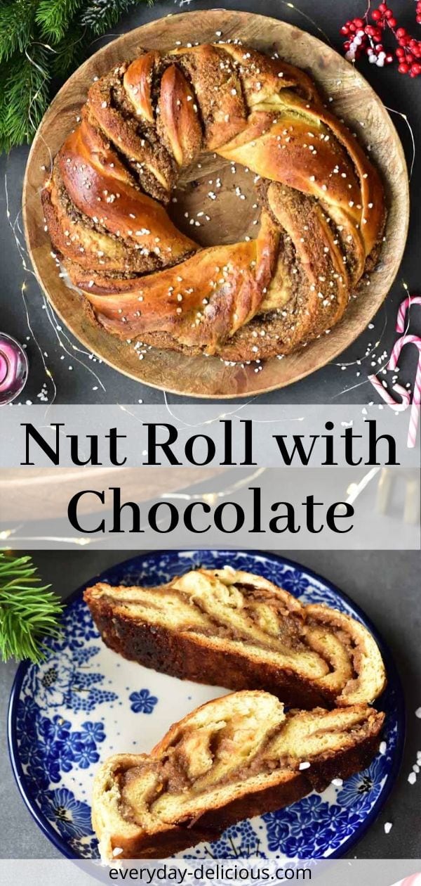 Nut roll with chocolate (+ video) - yeast dough with nut and chocolate ...