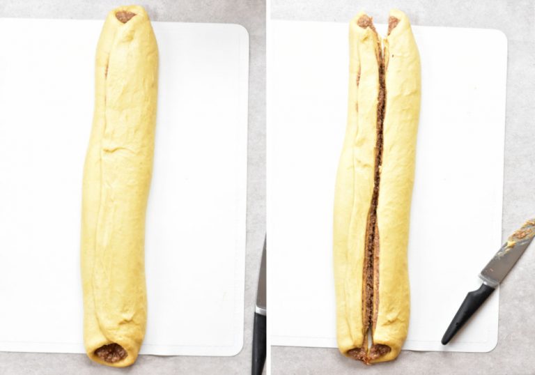 Nut roll with chocolate (+ video) - yeast dough with nut and chocolate ...