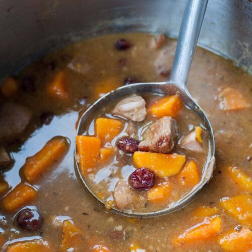 Turkey stew with sweet potatoes cranberries and rosemary