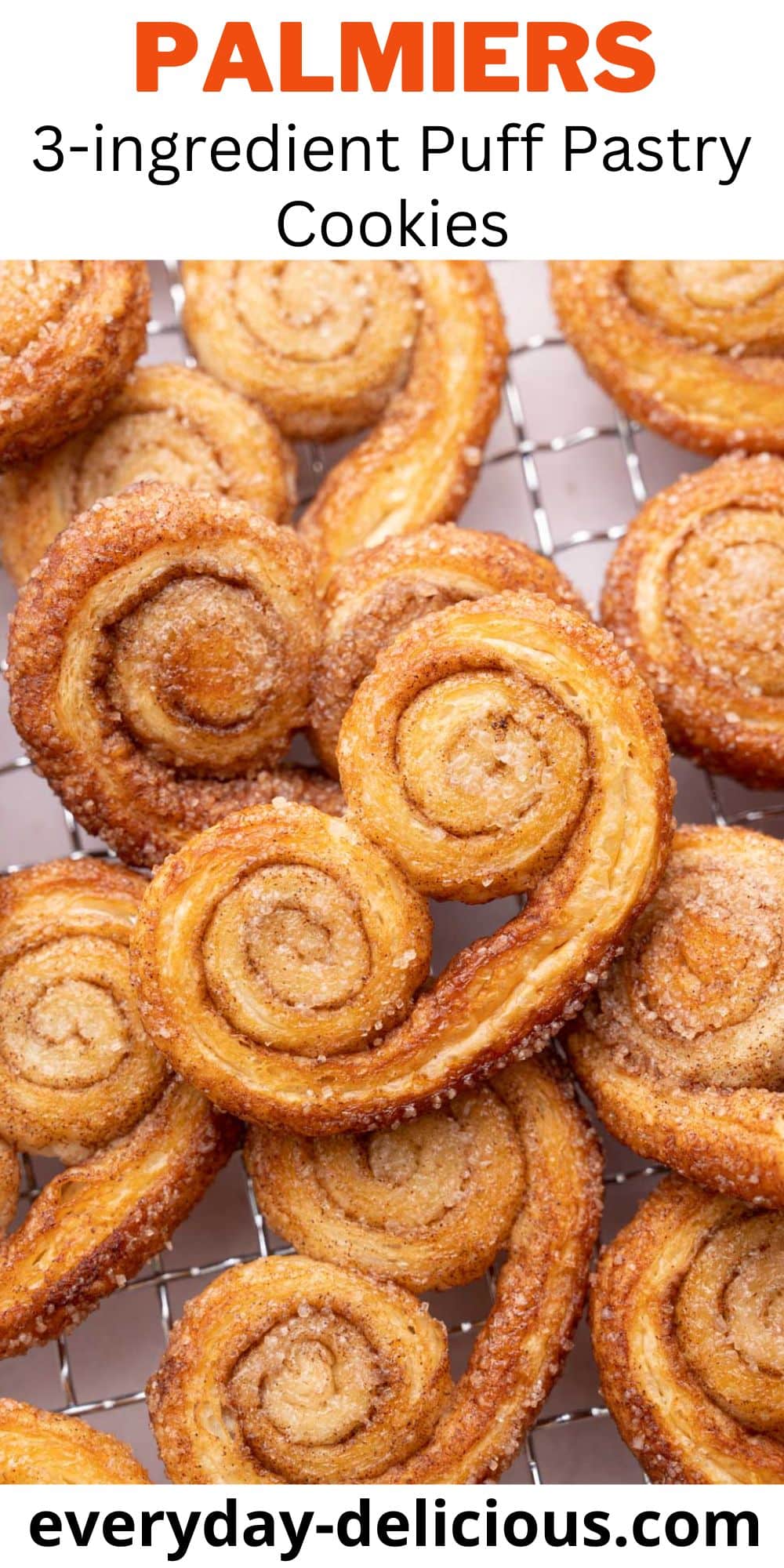 Palmiers – 3-ingredient Puff Pastry Cookies (video)