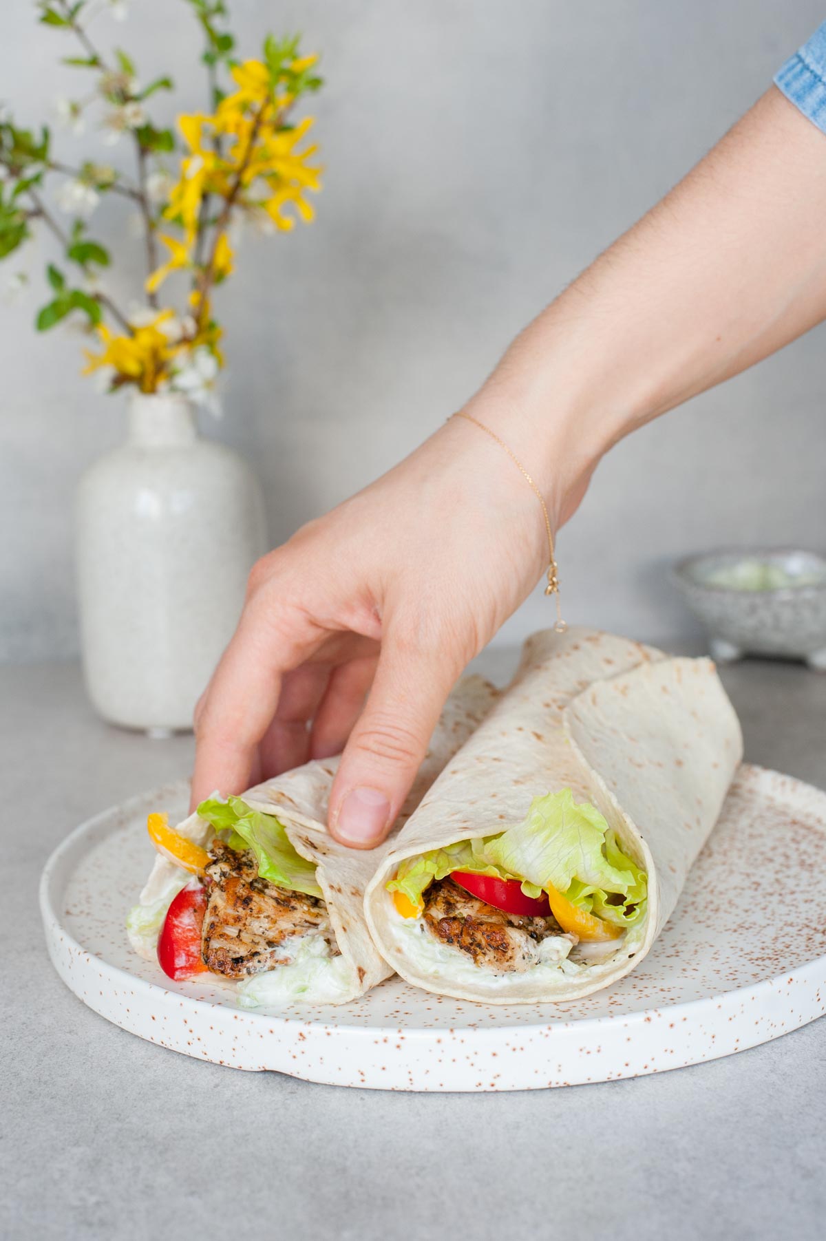 Greek chicken wrap with tzatziki - Everyday Delicious