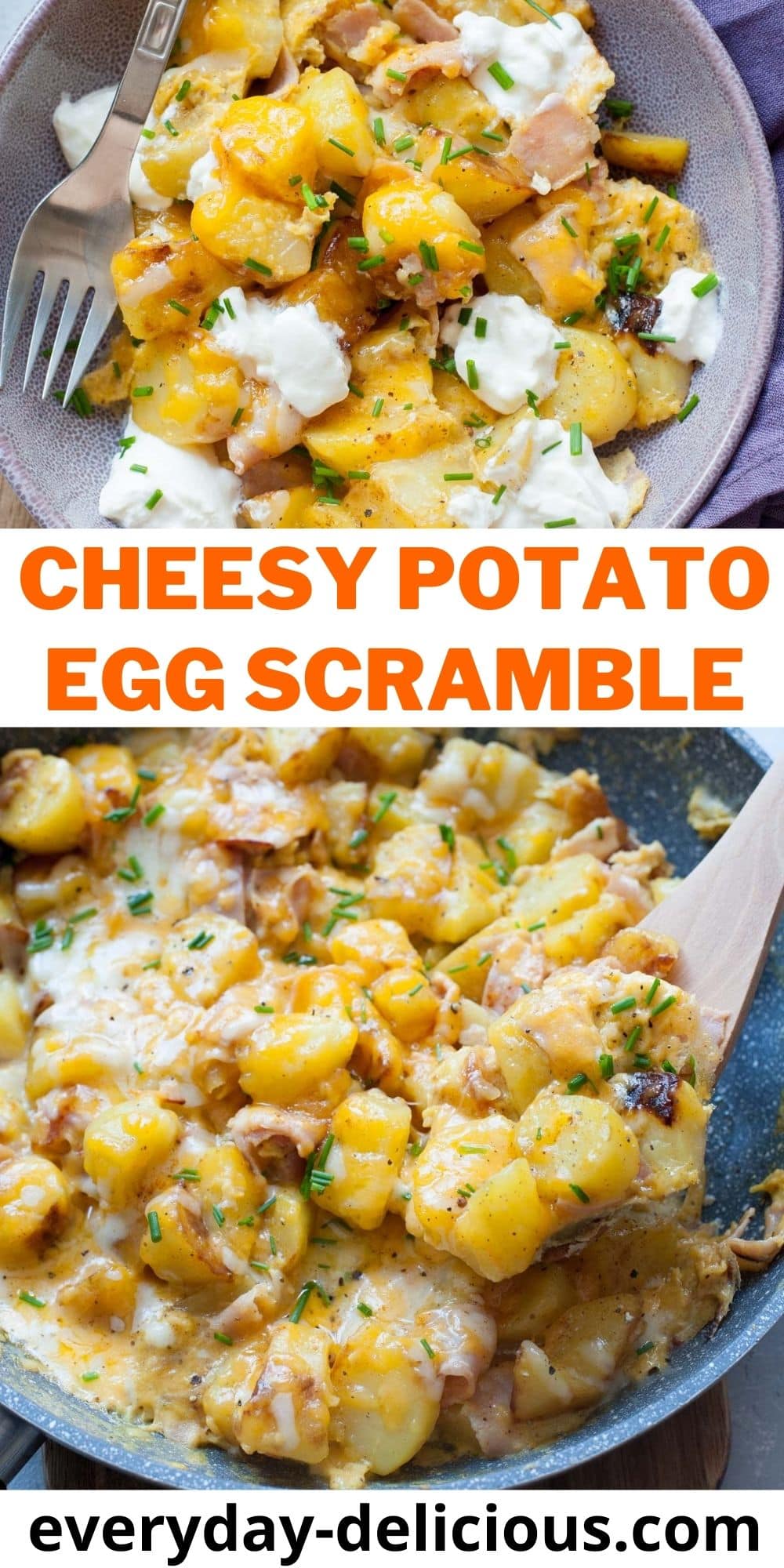 Cheesy Potato Egg Scramble - Everyday Delicious