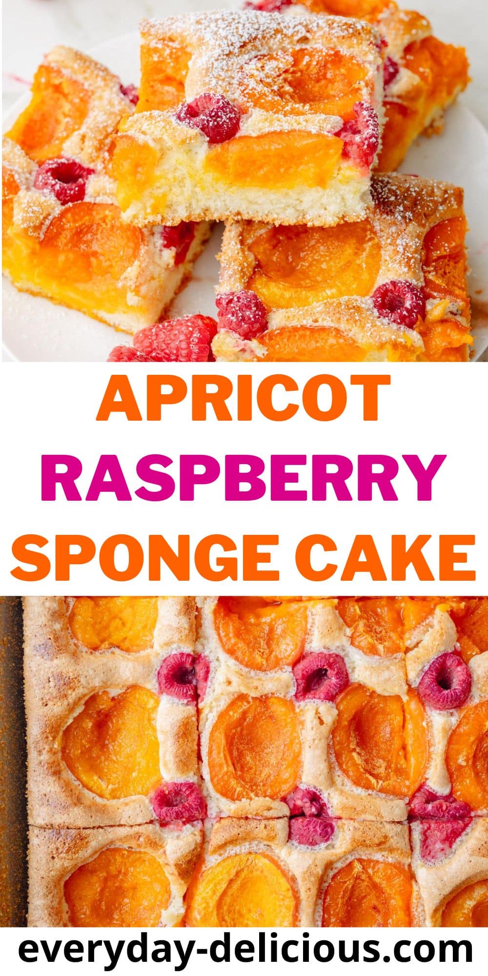 Apricot Raspberry Sponge Cake - Everyday Delicious