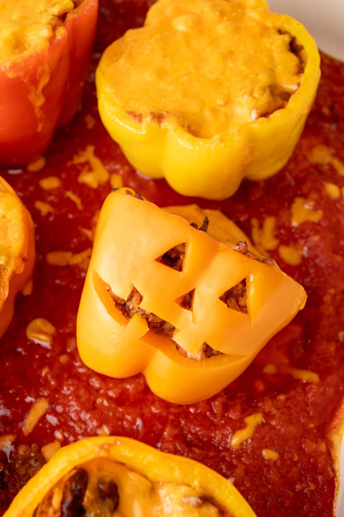 Jack-o'-Lantern Stuffed Peppers (Halloween Stuffed Peppers) - Everyday ...