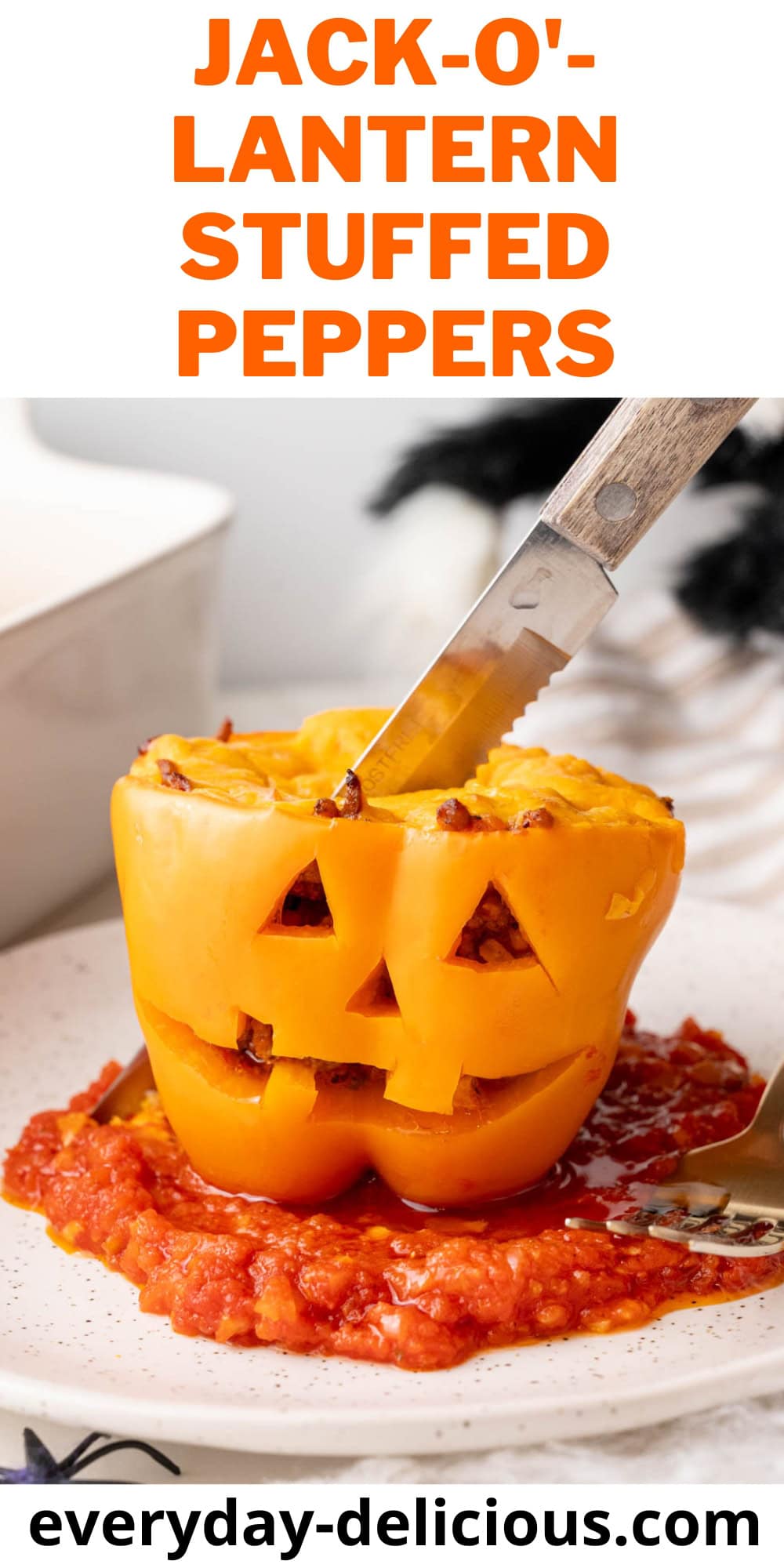 Jack-o'-Lantern Stuffed Peppers (Halloween Stuffed Peppers) - Everyday ...